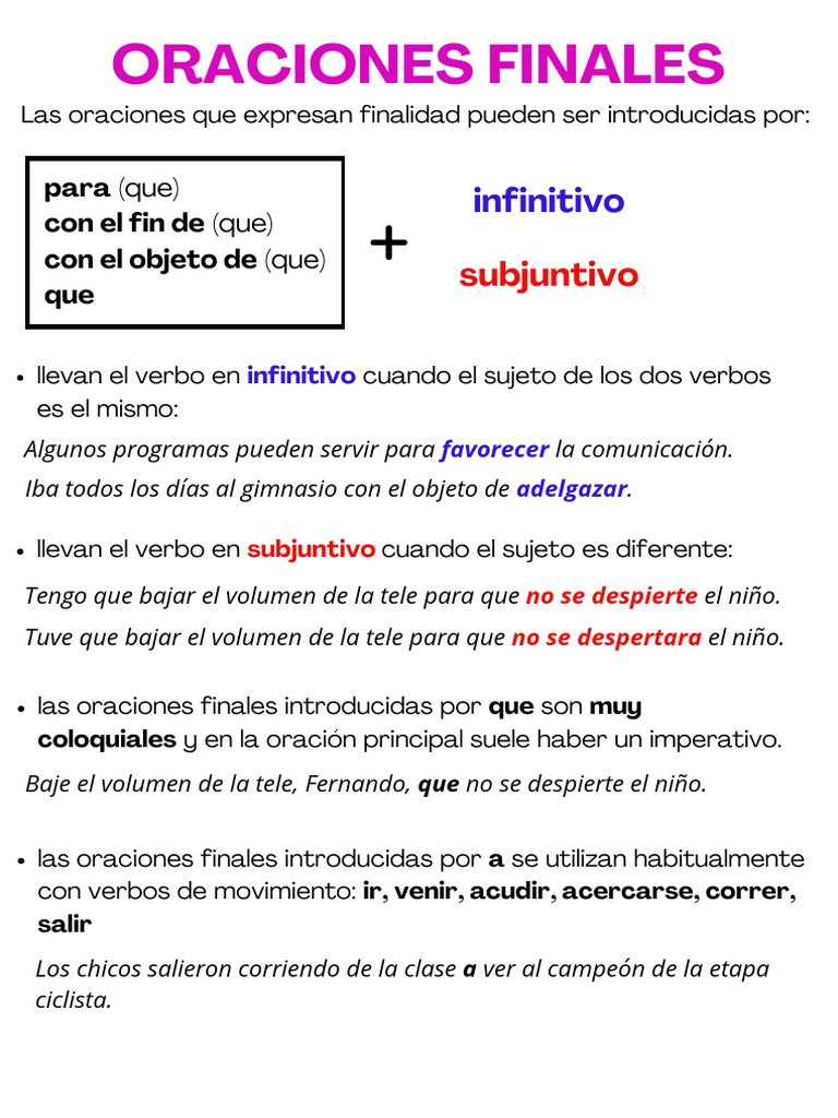 Oraciones Finales y su Uso | PDF