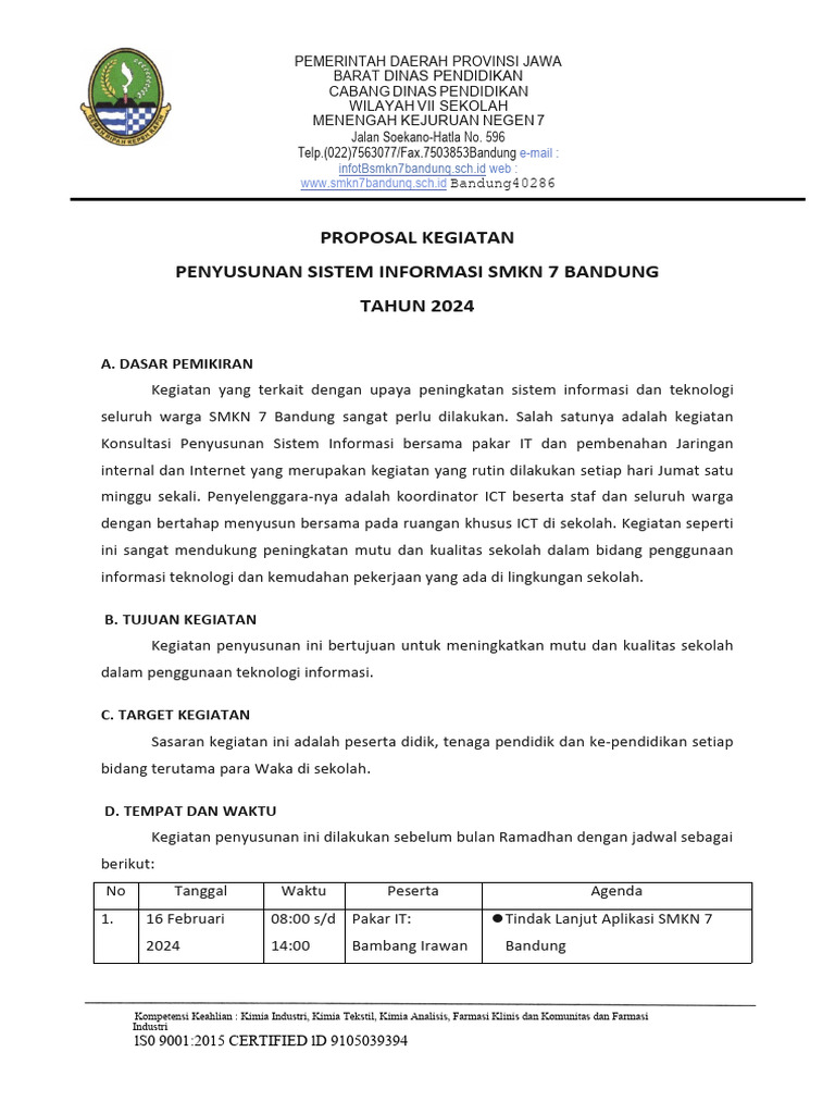 Proposal Kegiatan Ict | PDF
