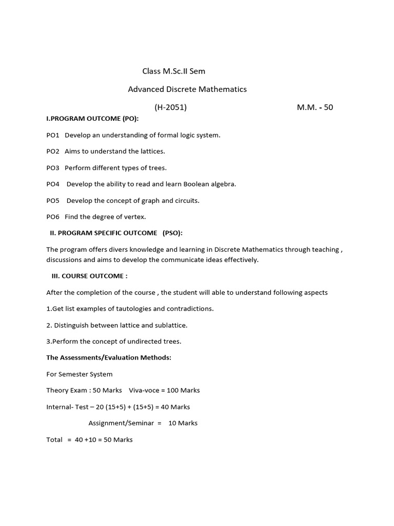 Math-B.ScM.Sc.Syllabus-&-PO-CO-Merge (1) | PDF | Matrix (Mathematics ...