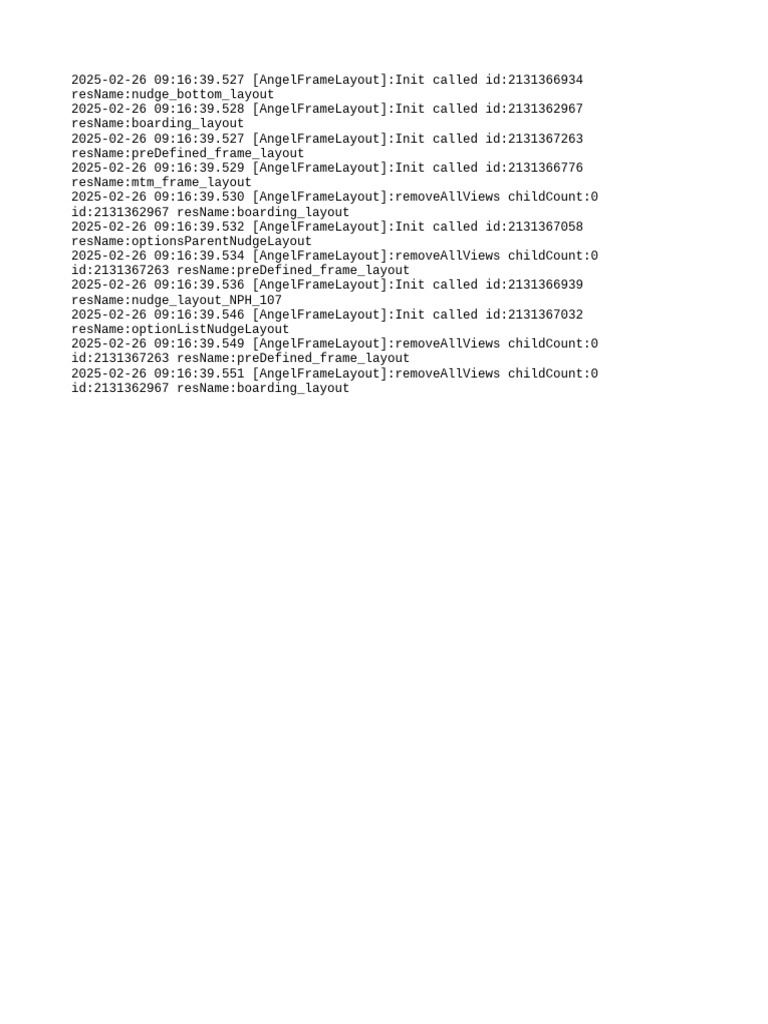 AngelFrameLayout Initialization Log | PDF