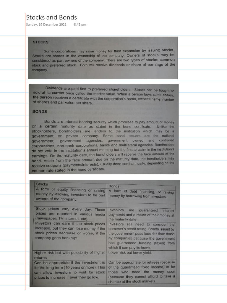 Stocks and Bonds | PDF