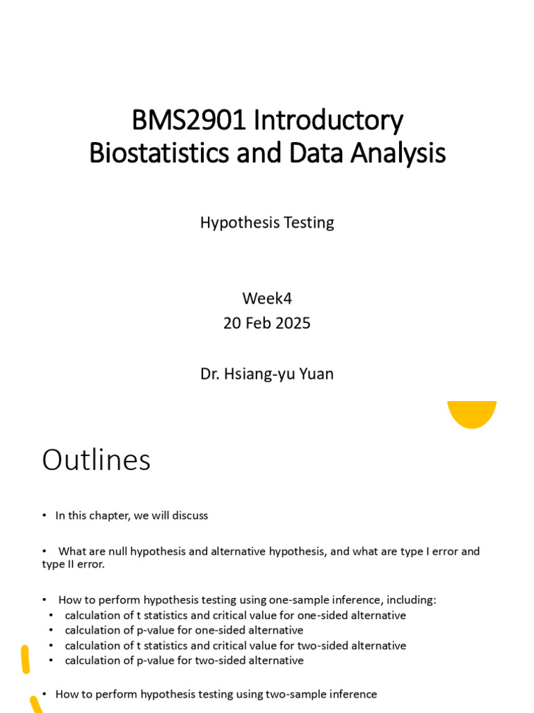 Biostat Week4 Lecture 2024B 13427701 | PDF | P Value | Null Hypothesis