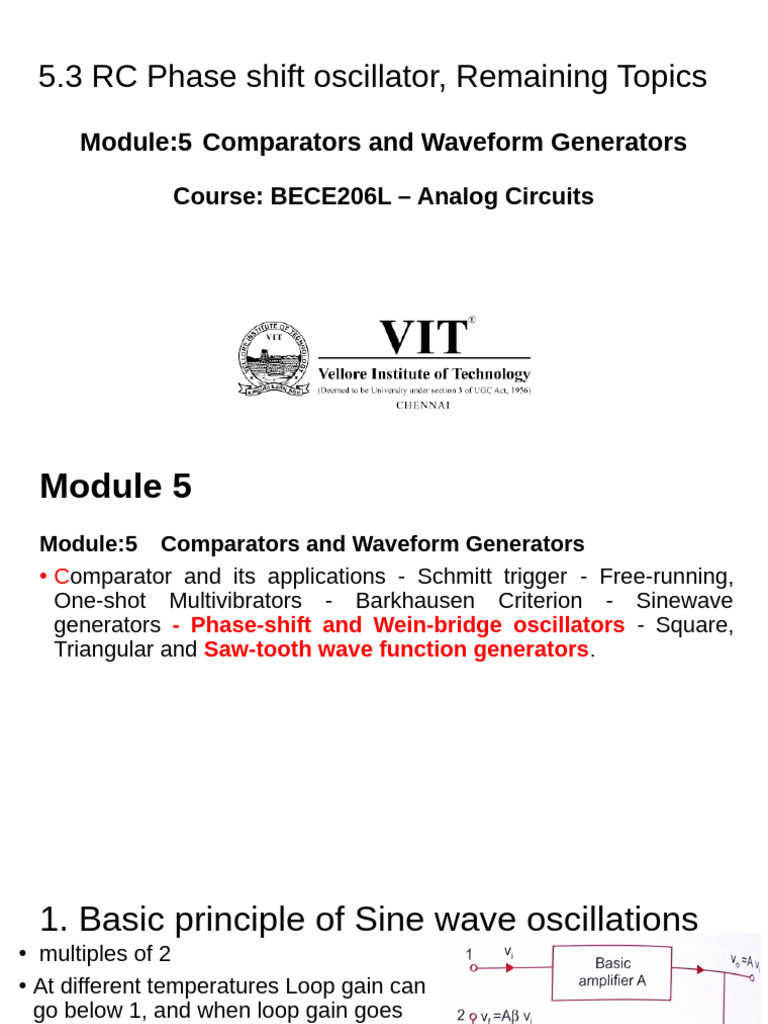 AE - 5.3 RC Phase Shift Oscillator, Remaining Topics | PDF | Electronic ...