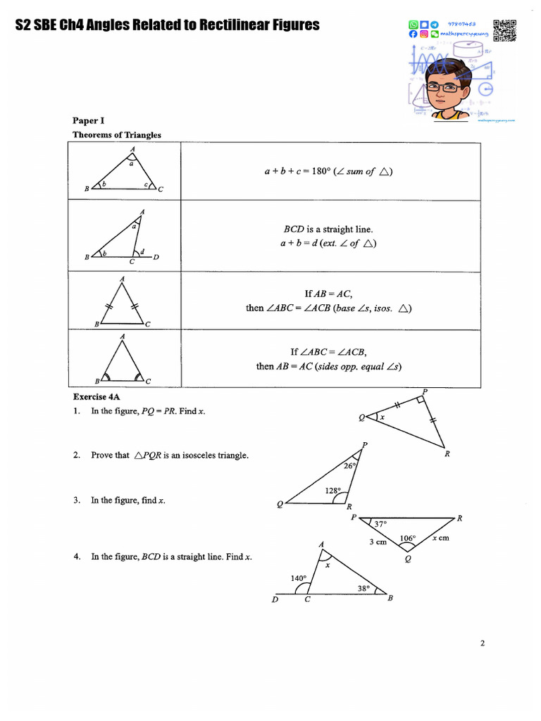 S2 SBE Ch4 Angles Related To Rectilinear Figures Q | PDF