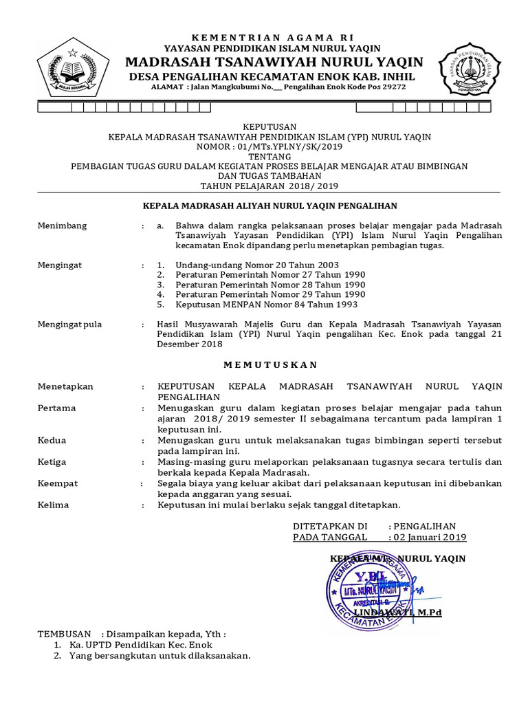 SK Tugas Genap 2018-2019 | PDF