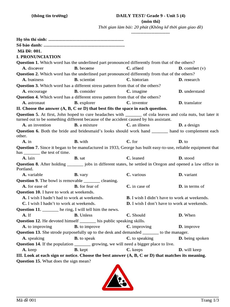 Grade 9 Daily Test Unit 5 Answers | PDF | Planets | Earth