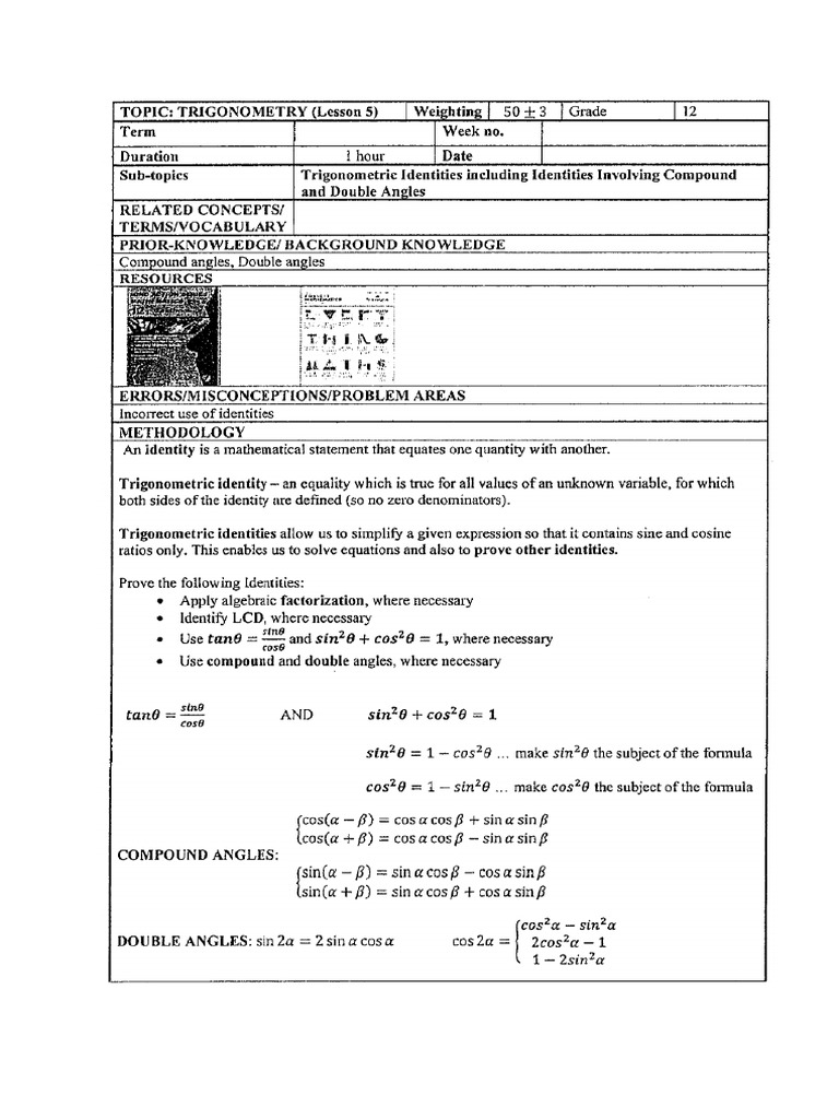 Trigonometry Proofing Identity Lesson | PDF
