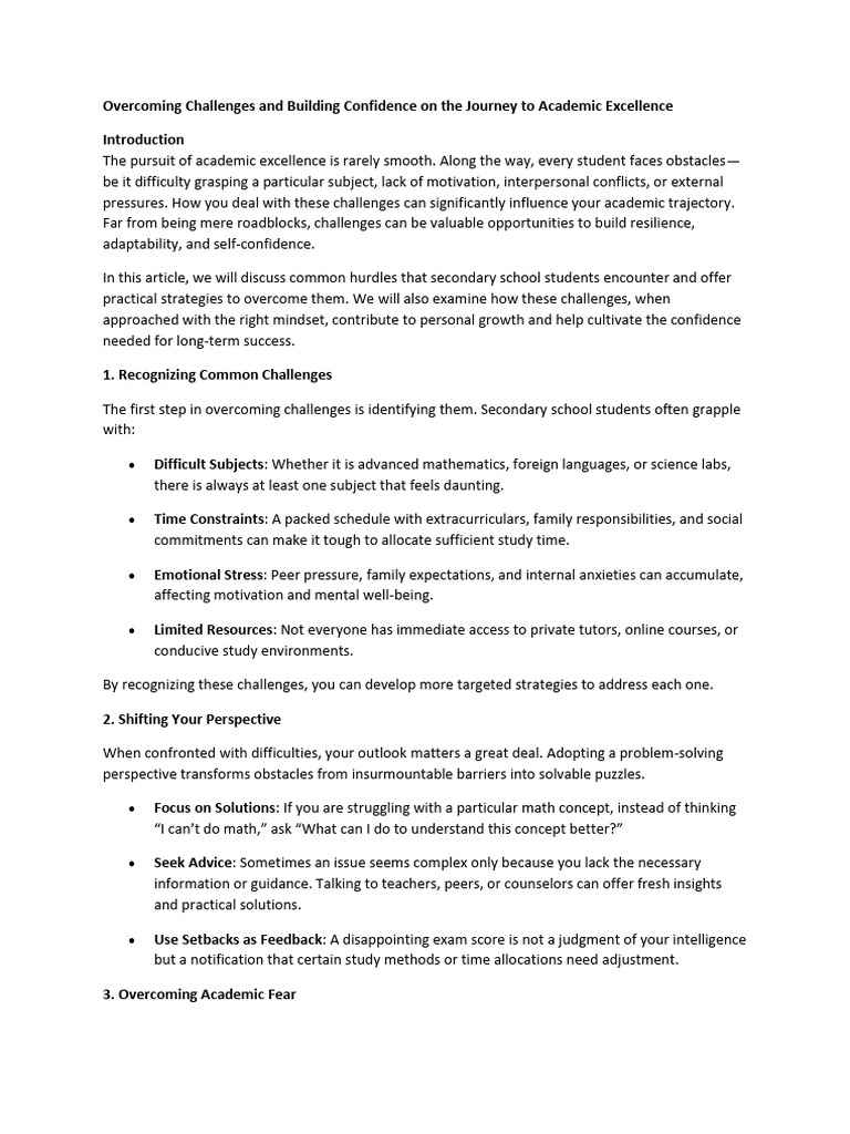 Overcoming Challenges and Building Confidence on the Journey to ...