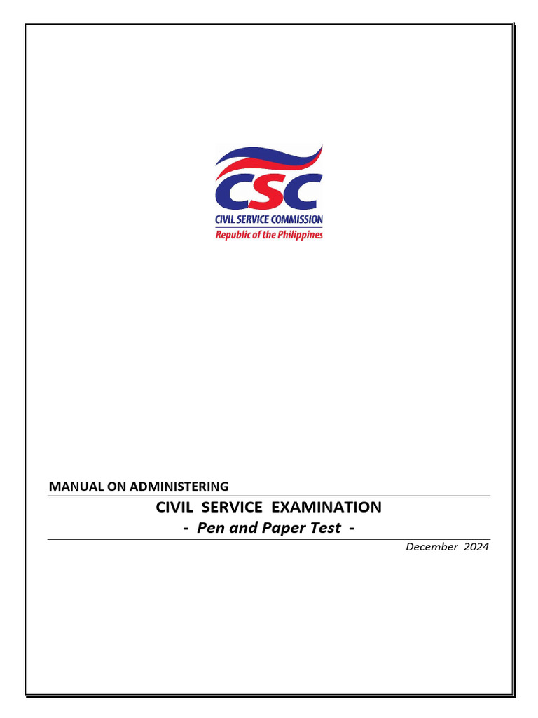 Manual - CSE Pen & Paper Test - Revised 2024-12 (Post Pandemic) | PDF ...