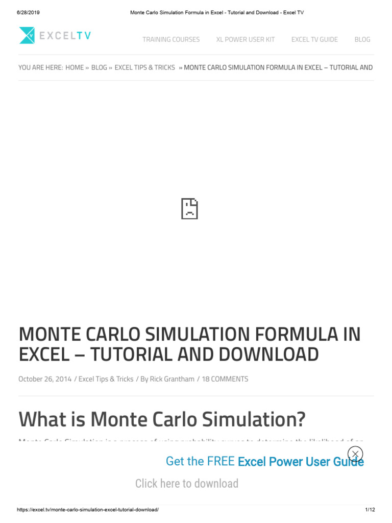 Monte Carlo Simulation Formula in Excel - Tutorial and Download - Excel ...