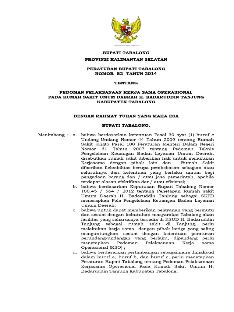 52 TH 2014 TTG Pedoman Pelaksanaan KSO | PDF