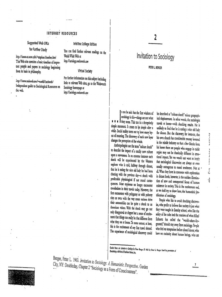 Invitation To Sociology | PDF