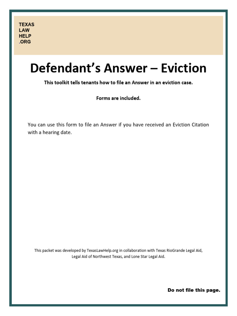Eviction Answer Toolkit 7 2023 1 | PDF | Eviction | Lease