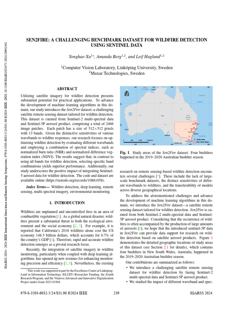 Sen2Fire: Satellite Dataset for Wildfire Detection | PDF | Infrared ...