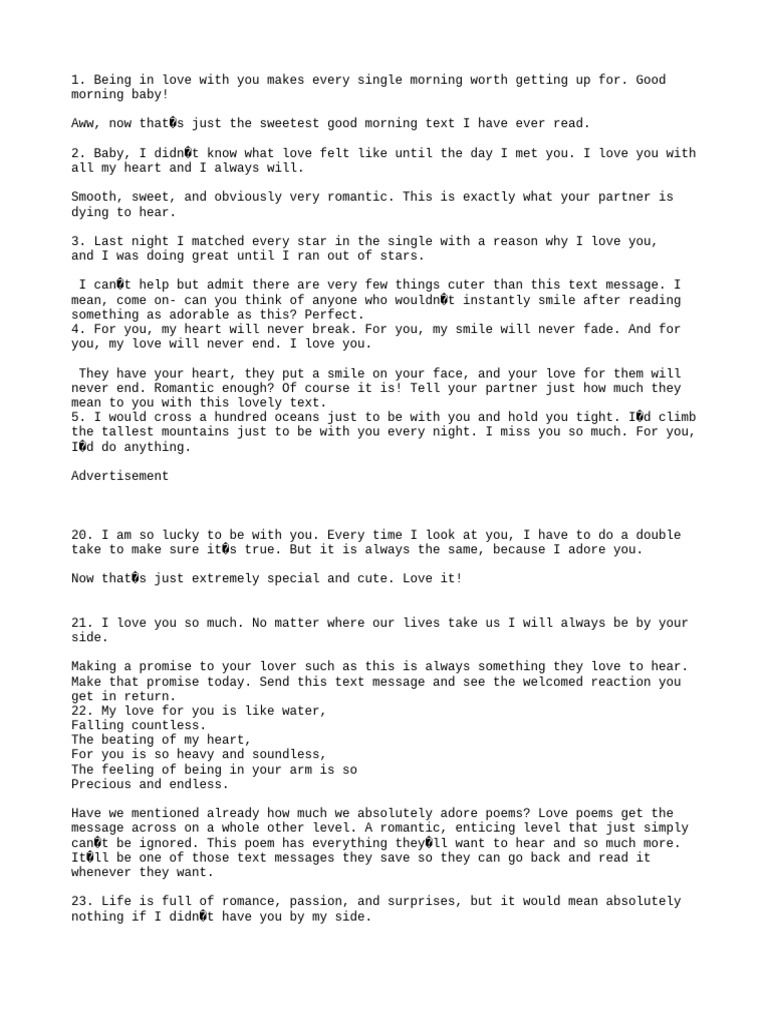 Romantic Text Messages for Lovers | PDF | Romance (Love)