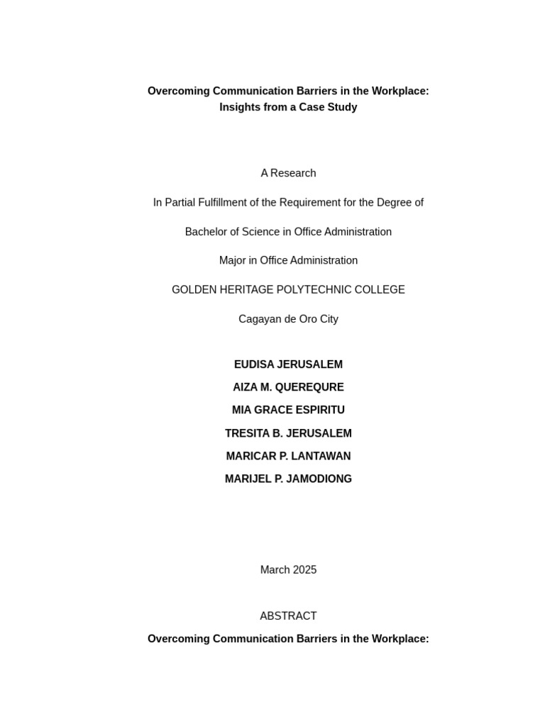 Addressing Workplace Communication Barriers | PDF | Nonverbal ...