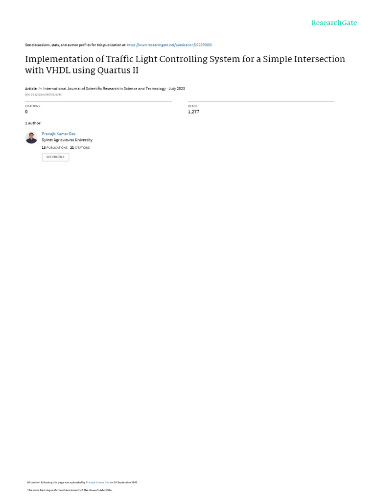 Implementation of Traffic Light Controlling System For A Simple Intersection With VHDL Using ...