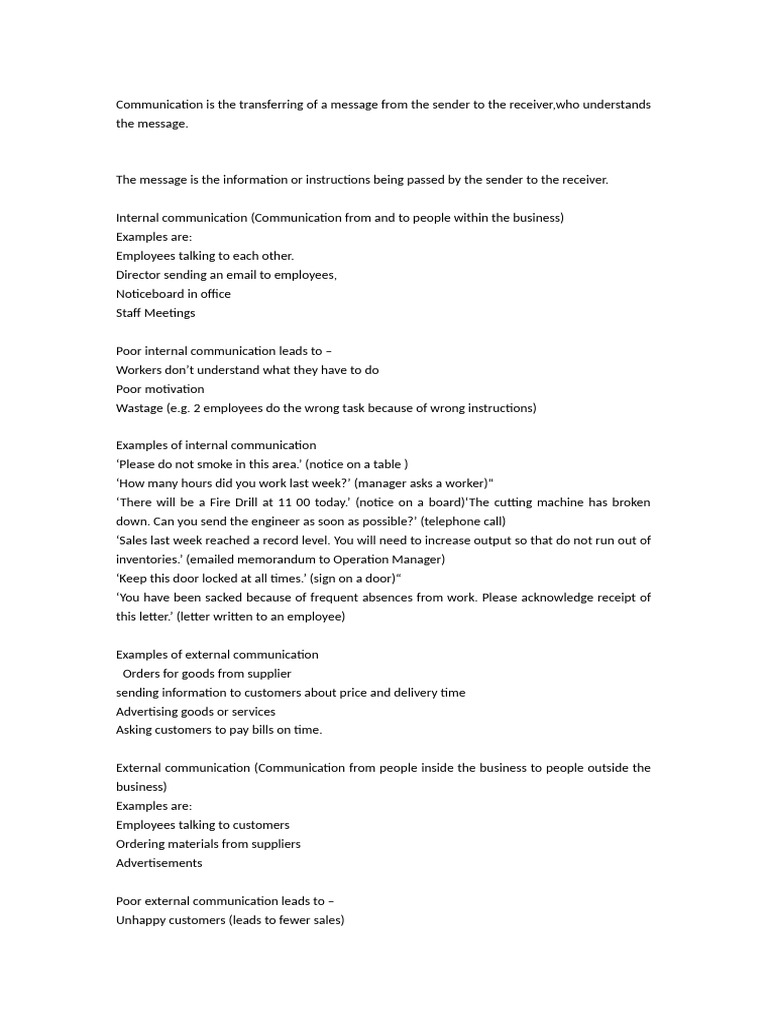 Communication Is The Transferring of A Message Fro | PDF ...