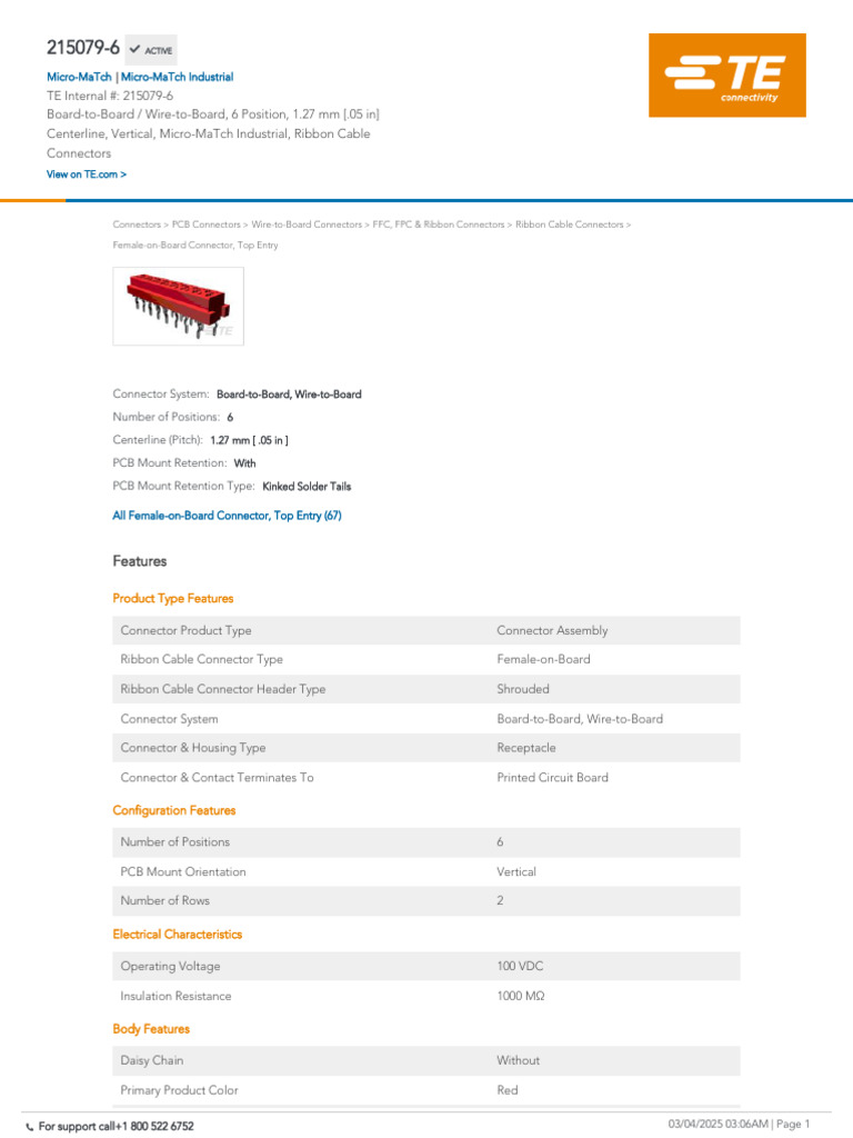 product-215079-6.datasheet | PDF | Electrical Connector | Printed ...