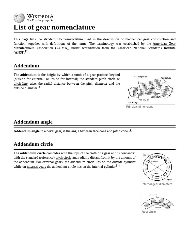 List_of_gear_nomenclature | PDF | Gear | Helix