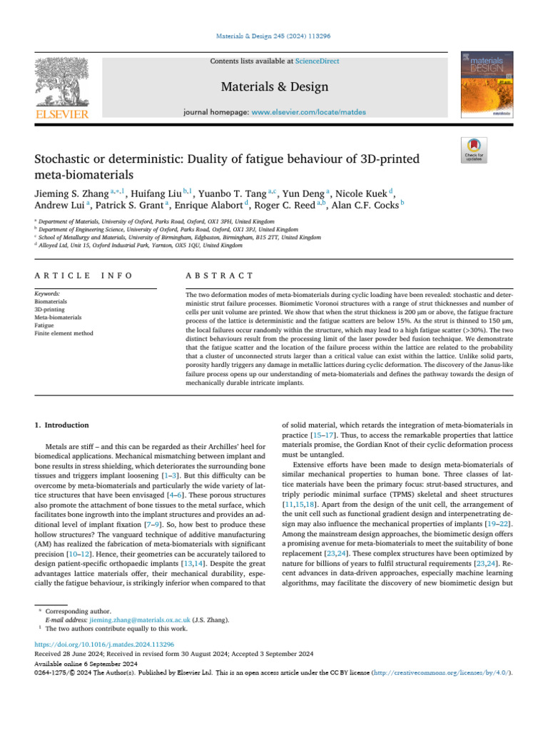 Fatigue Behavior of 3D-Printed Meta-Biomaterials | PDF | Strength Of ...