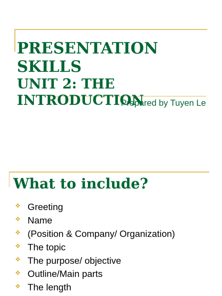 PRESENTATION Introduction | PDF