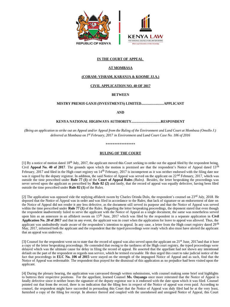 Appeal Strike-Out Application Ruling | PDF | Appeal | Justice
