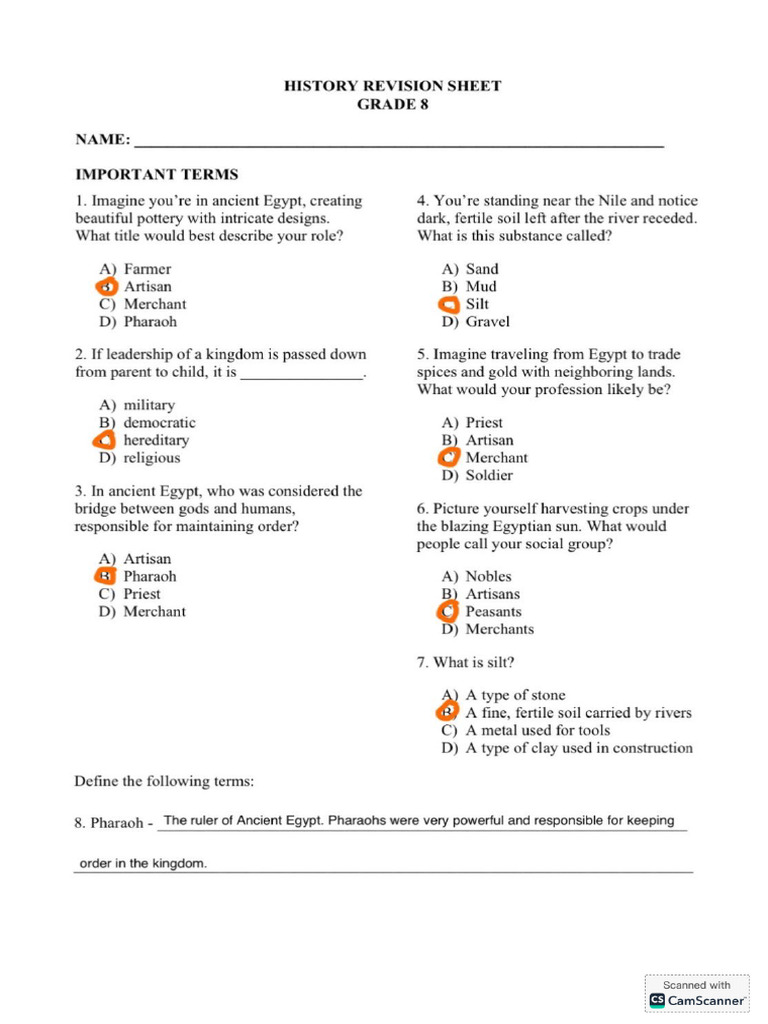 Answers - History Grade 8 | PDF