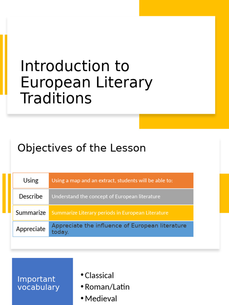 Overview of European Literary Traditions | PDF | Classics | Latin