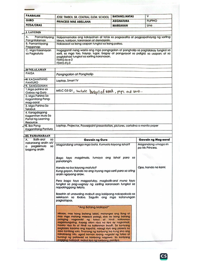 Lesson Plan Fil 5 | PDF