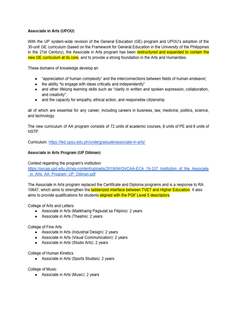 Associate in Arts | PDF