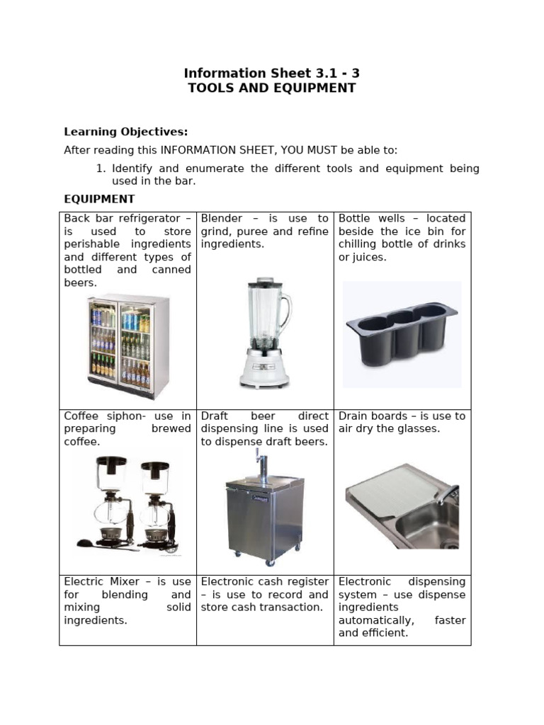 FBS Equipment and Glasswares | PDF | Drink | Wine