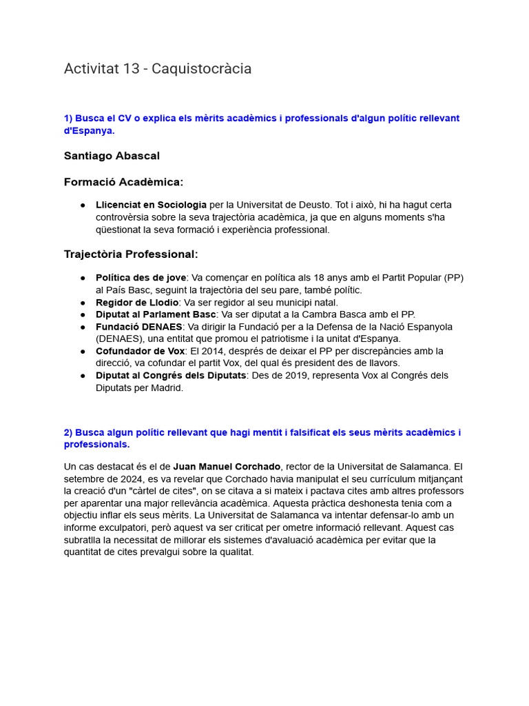 Activitat 13 - Caquistocràcia | PDF