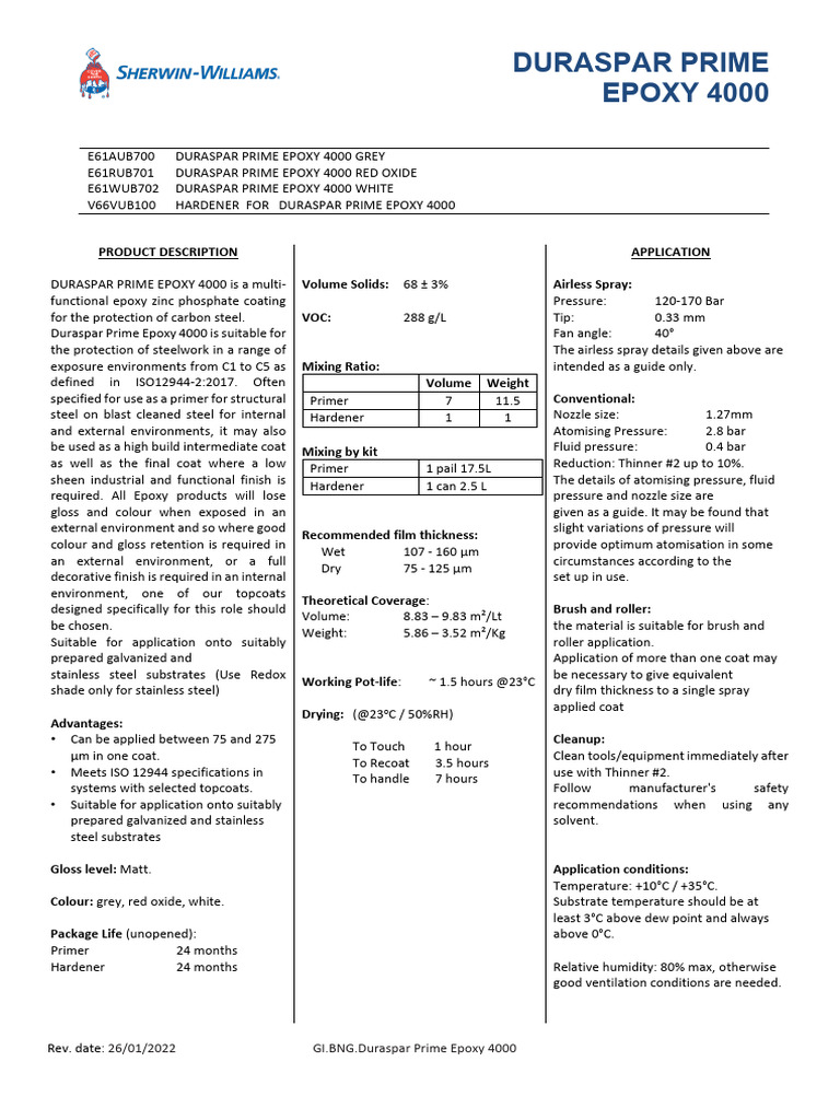 GI - Bng.duraspar Prime Epoxy 4000 | PDF | Epoxy | Stainless Steel