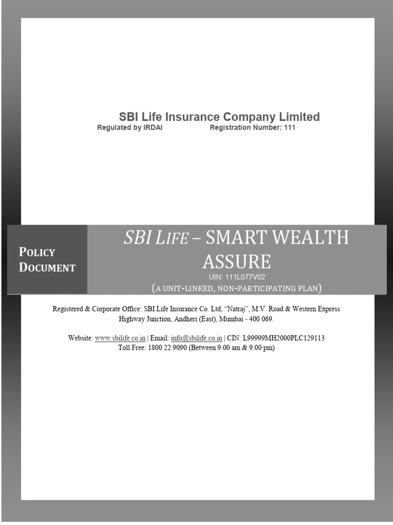 SBI Life - SBI Life Smart Wealth Assure - Policy Document - Form 286 ...