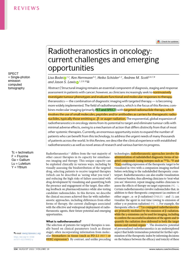 Radiotheranostics in Oncology - Current Challenges and Emerging ...