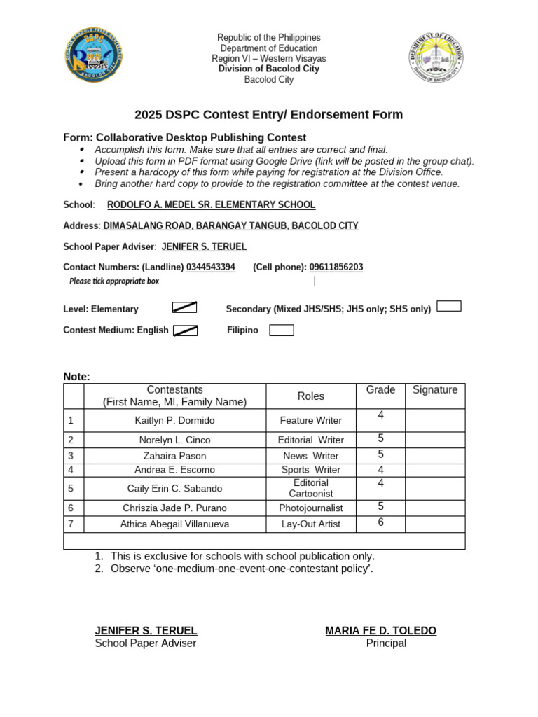 2025 DSPC Entry Template Collaborative Desktop Publishing Contest | PDF