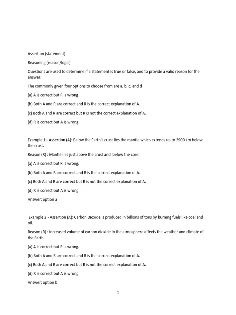 Grade 7 Assertion and Reasoning Practice | PDF | Earth | Atmosphere Of Earth