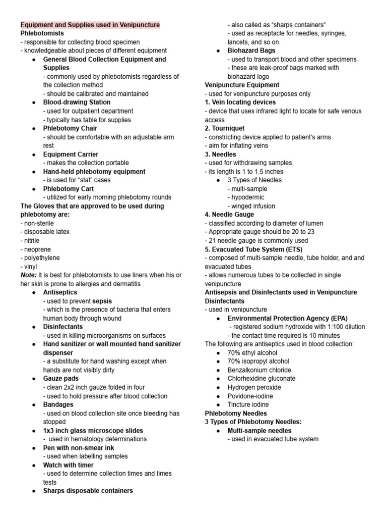 Blood Collection Equipment Overview | PDF