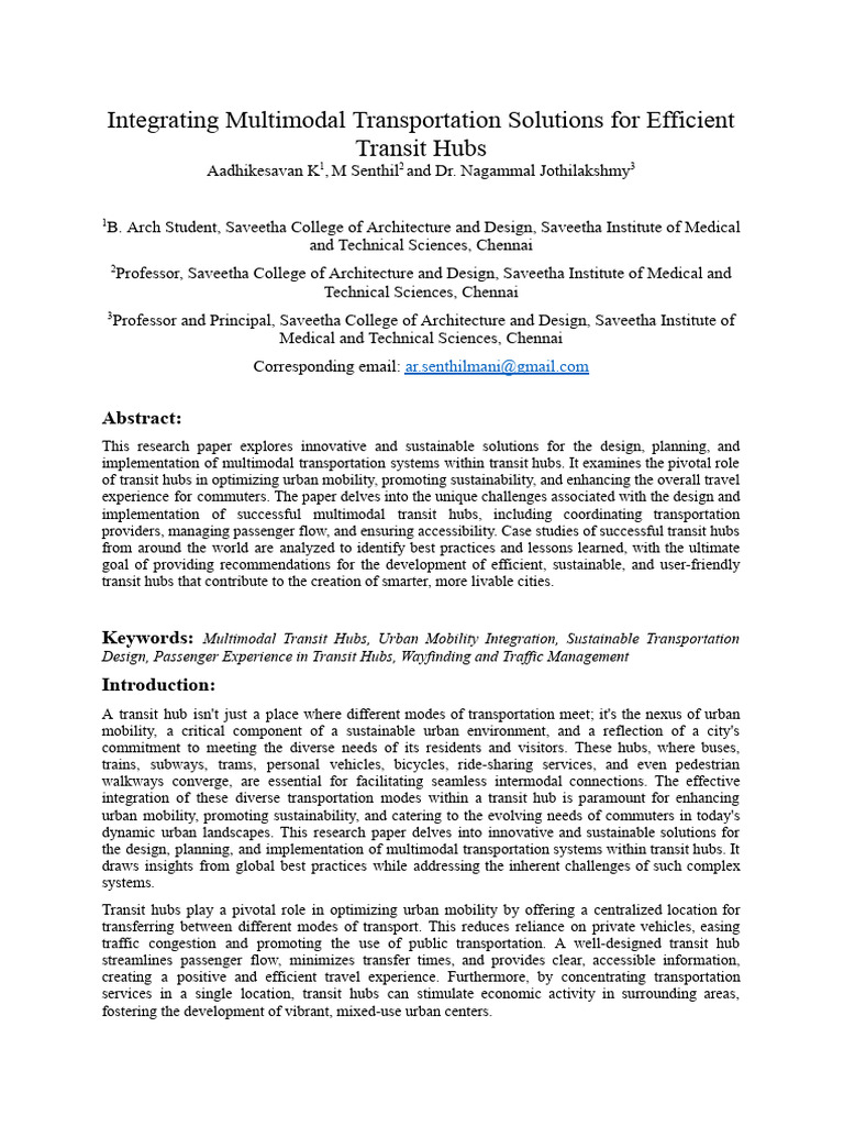 Integrating Multimodal Transportation Solutions For Efficient Transit ...