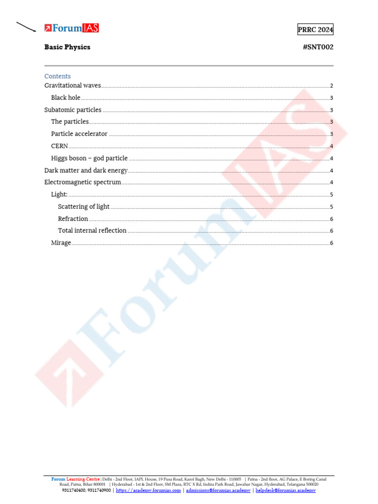 PRRC 2024 SNT 2 Basic Physics | PDF | Elementary Particle | Gravitational Wave