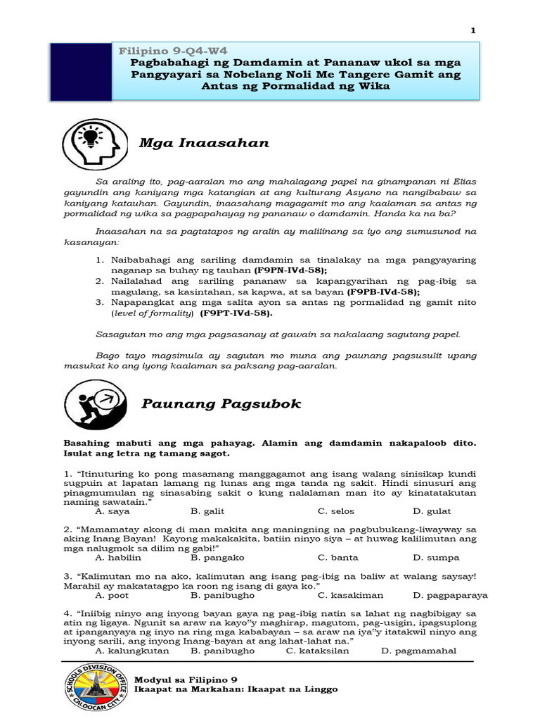 Filipino 9 Q4 Week 4 | PDF