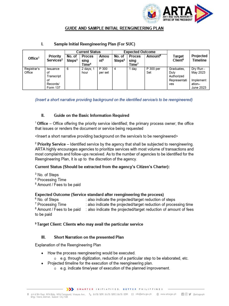 Initial Reengineering Plan Guide | PDF | Business