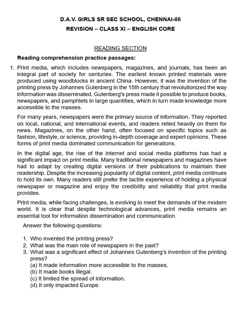 CLASS 11 REVISION 2025 | PDF | Fashion | Mass Media