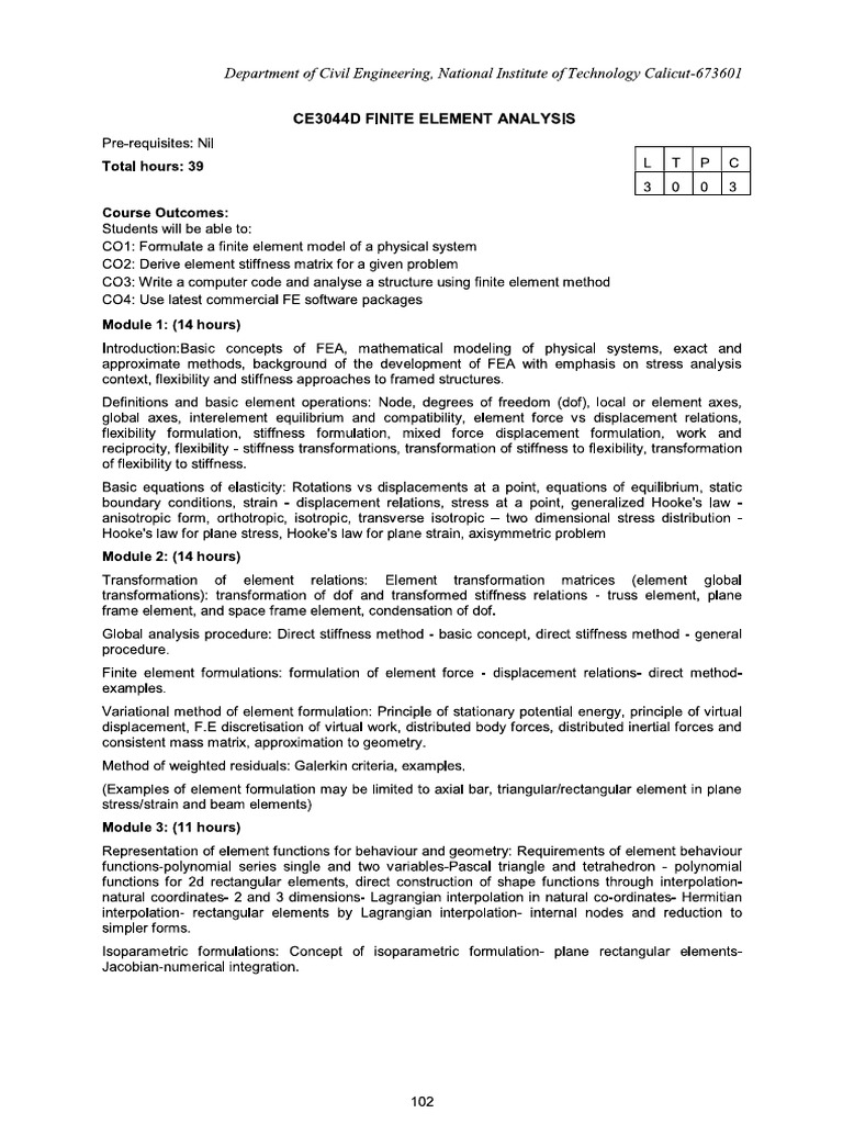 FEM Syllabus | PDF