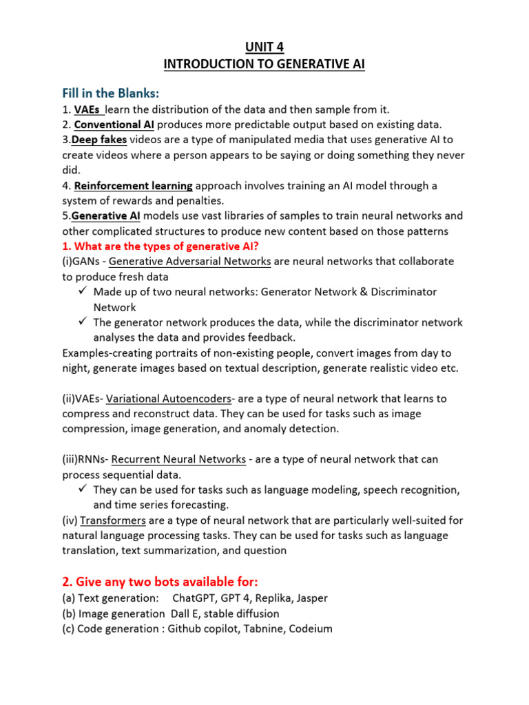 Introduction To Generative Ai Concepts Pdf Artificial Intelligence