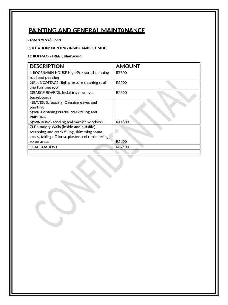 House Painting and General Maintanance Quotation | PDF