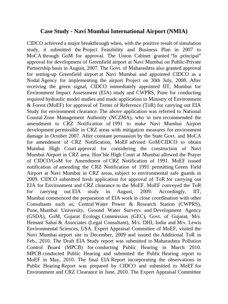 CASE STUDY - EIA - Navi Mumbai Airport | PDF | Natural Environment ...