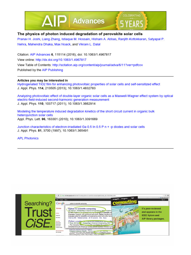 The Physics of Photon Induced Degradation of Perov | PDF | Physical ...