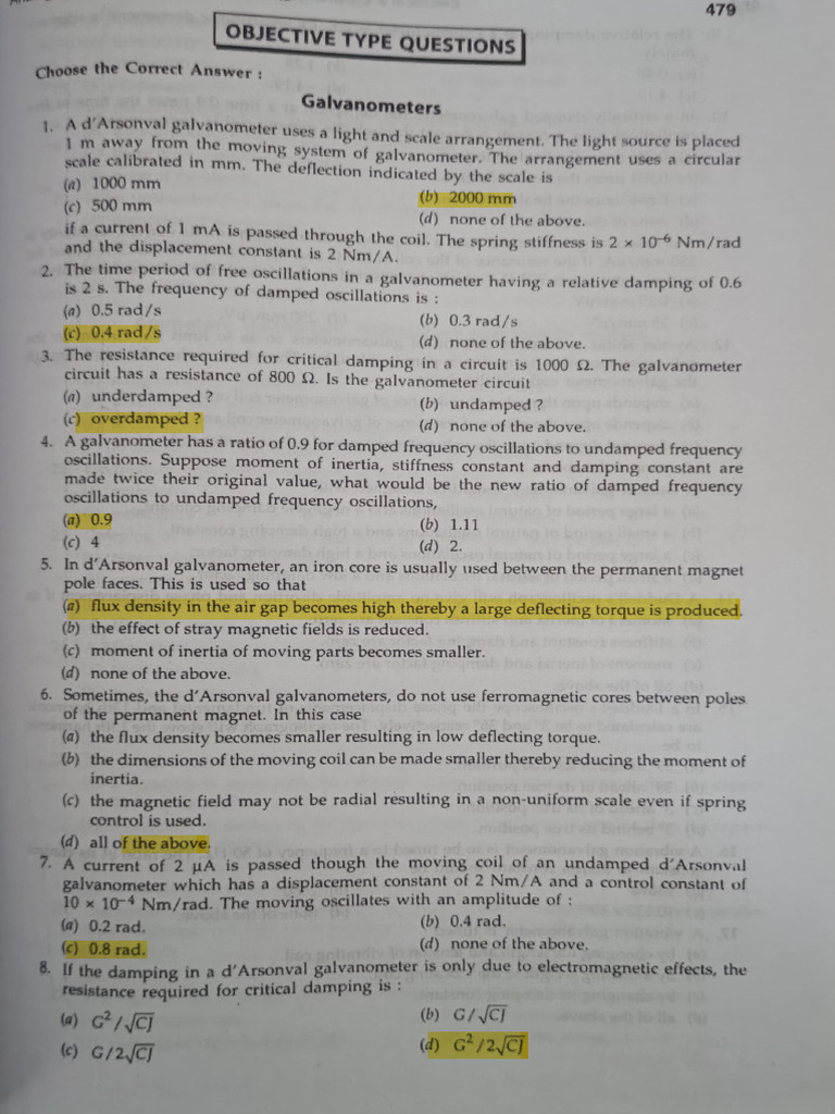 Eem Unit 3 MCQ | PDF | Damping | Inductor